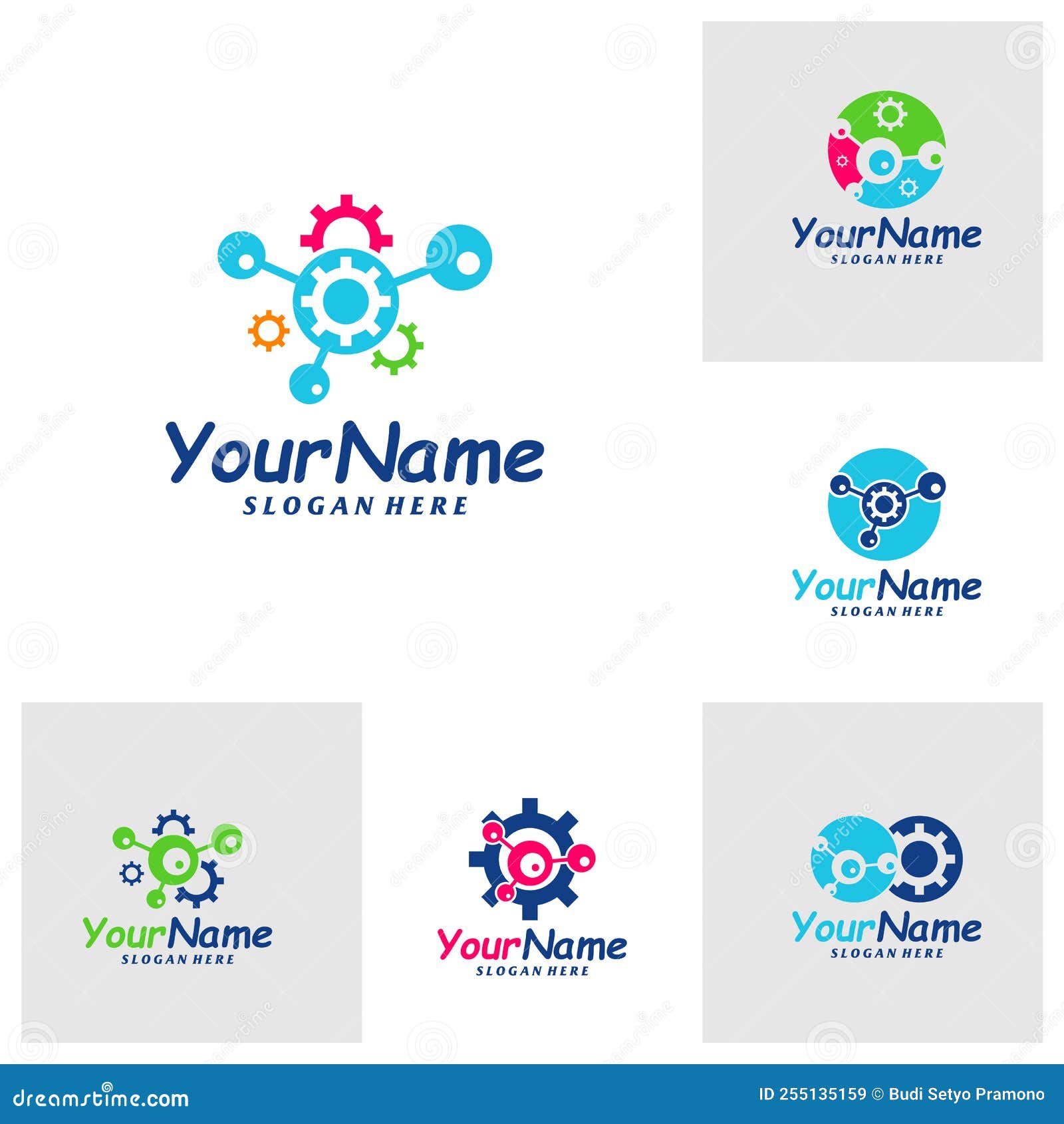 Set of Bio Tech Gear Logo Design Template. Bio Tech Logo Concept Vector ...