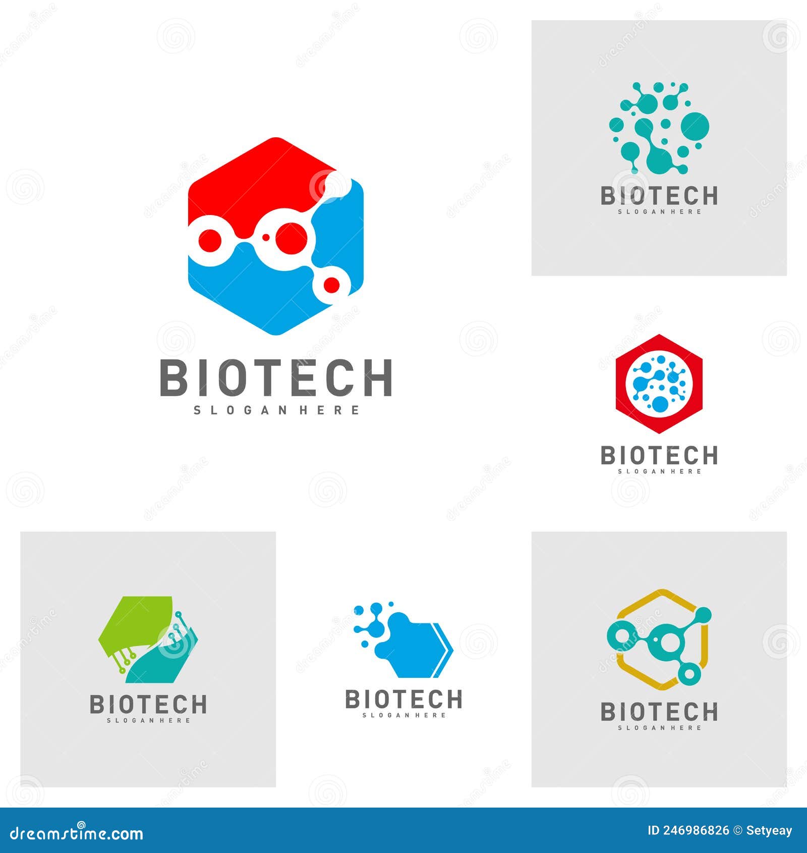 Set of Bio Tech, Molecule, DNA, Atom, Medical or Science Logo Design ...