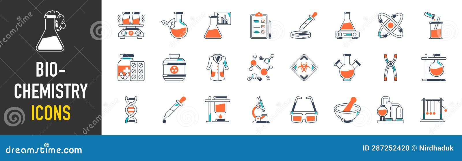 Set of Biochemistry Icons Collection. Stock Vector - Illustration of ...