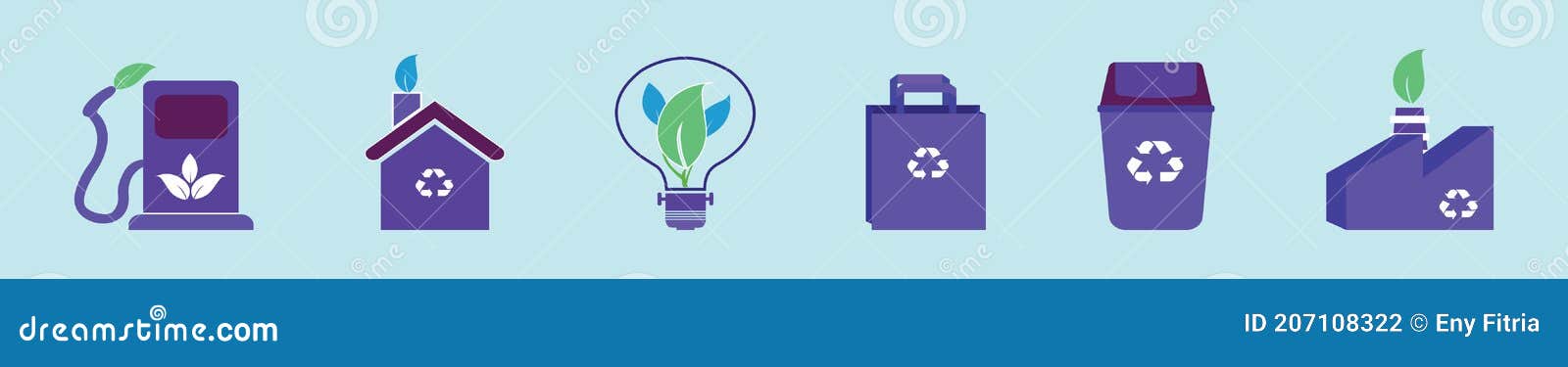 Set of Biodegradable Cartoon Icon Design Template with Various Models ...