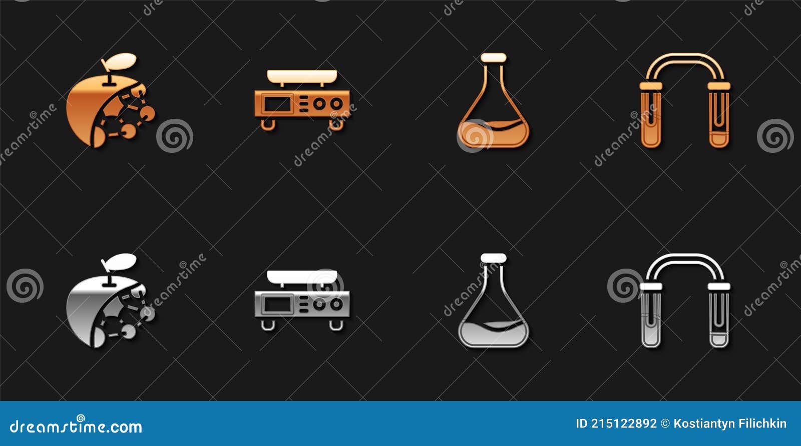 Set Biological Structure, Electronic Scales, Test Tube and Flask and ...