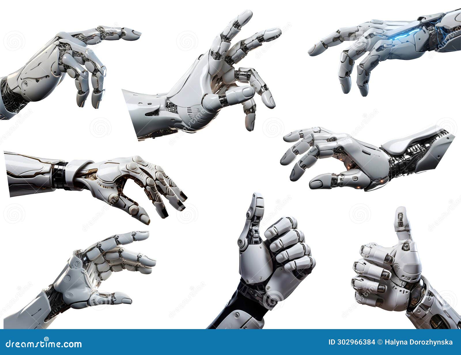 Set of Bionic Hands Isolated on White Background Stock Illustration ...
