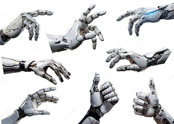 Set of Bionic Hands Isolated on White Background Stock Illustration ...