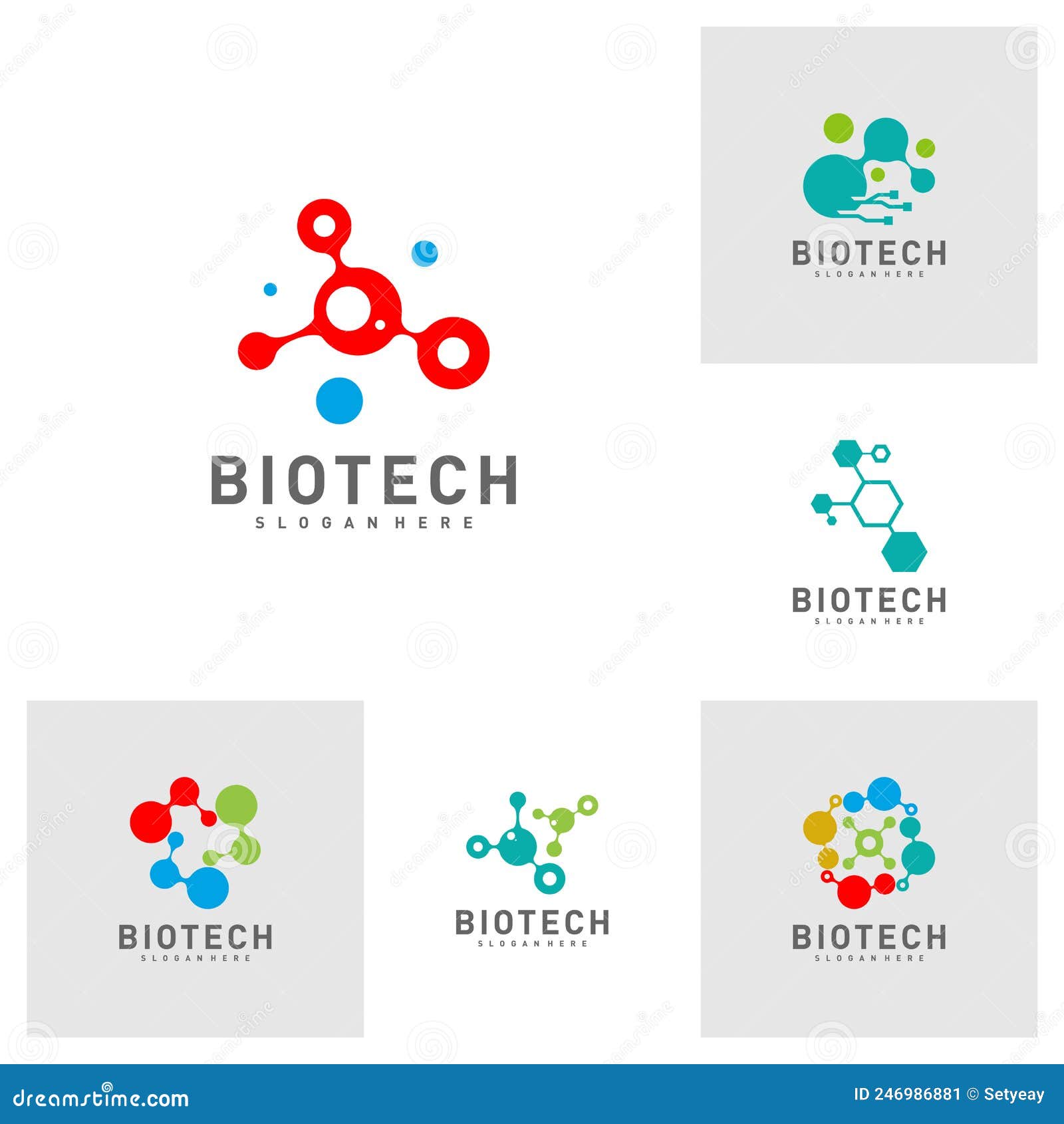 Set Biotech Molecule Dna Atom Medical or Science Logo Design Vector ...