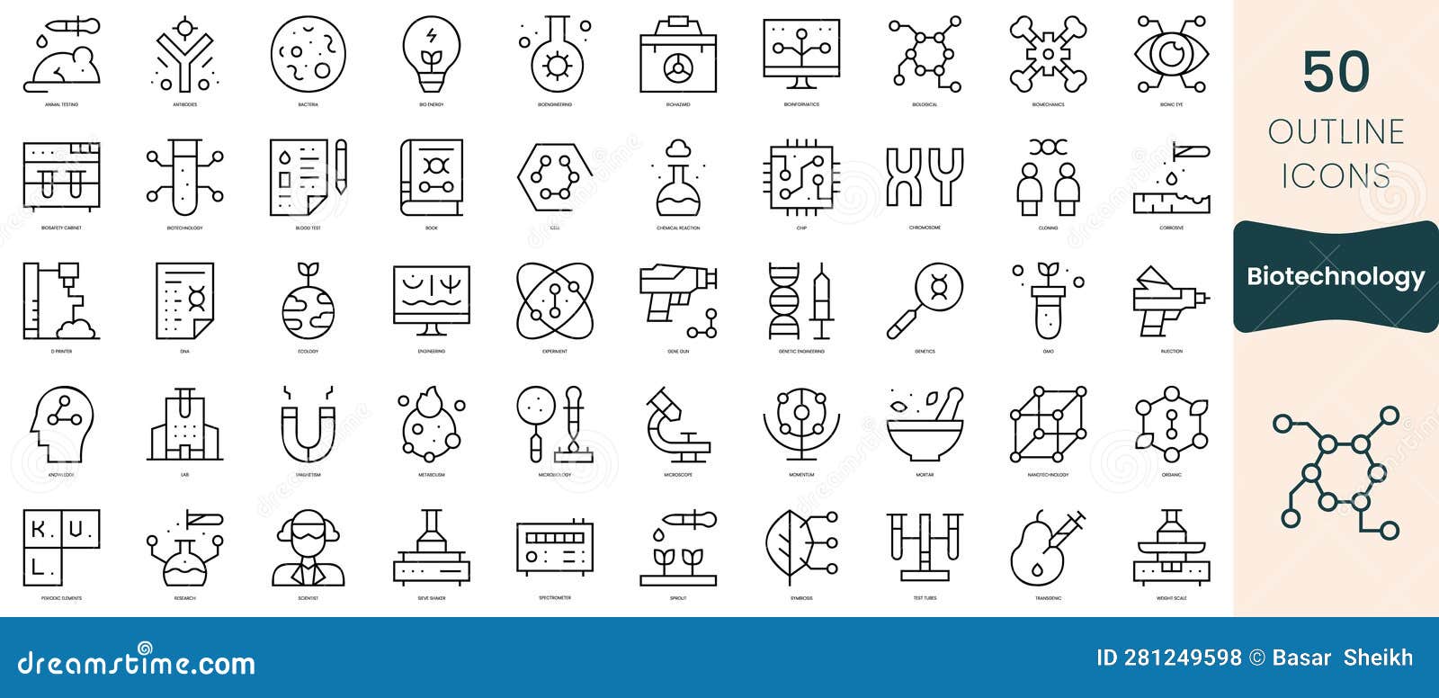 Set of Biotechnology Icons. Thin Linear Style Icons Pack Stock Vector - Illustration of vector ...