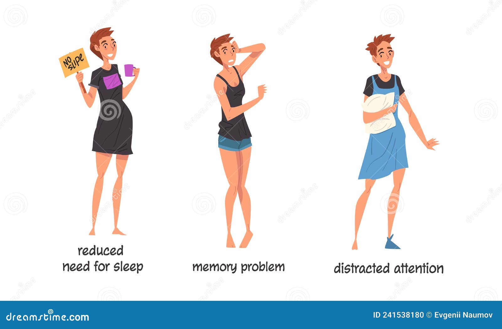 Set of Bipolar Disorder Symptoms. Reduced Need for Sleep, Memory ...