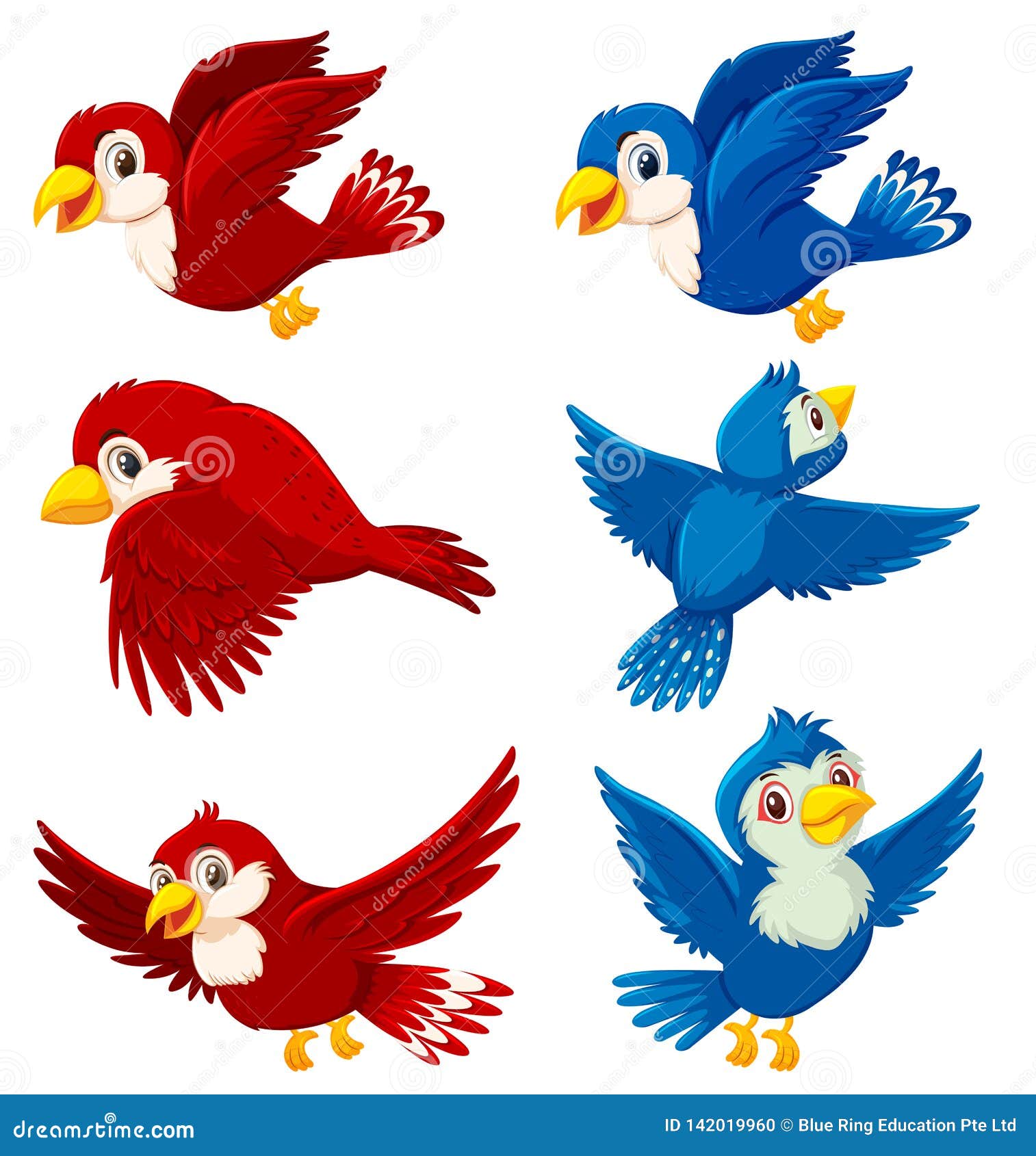 Set of bird character stock vector. Illustration of flying - 142019960