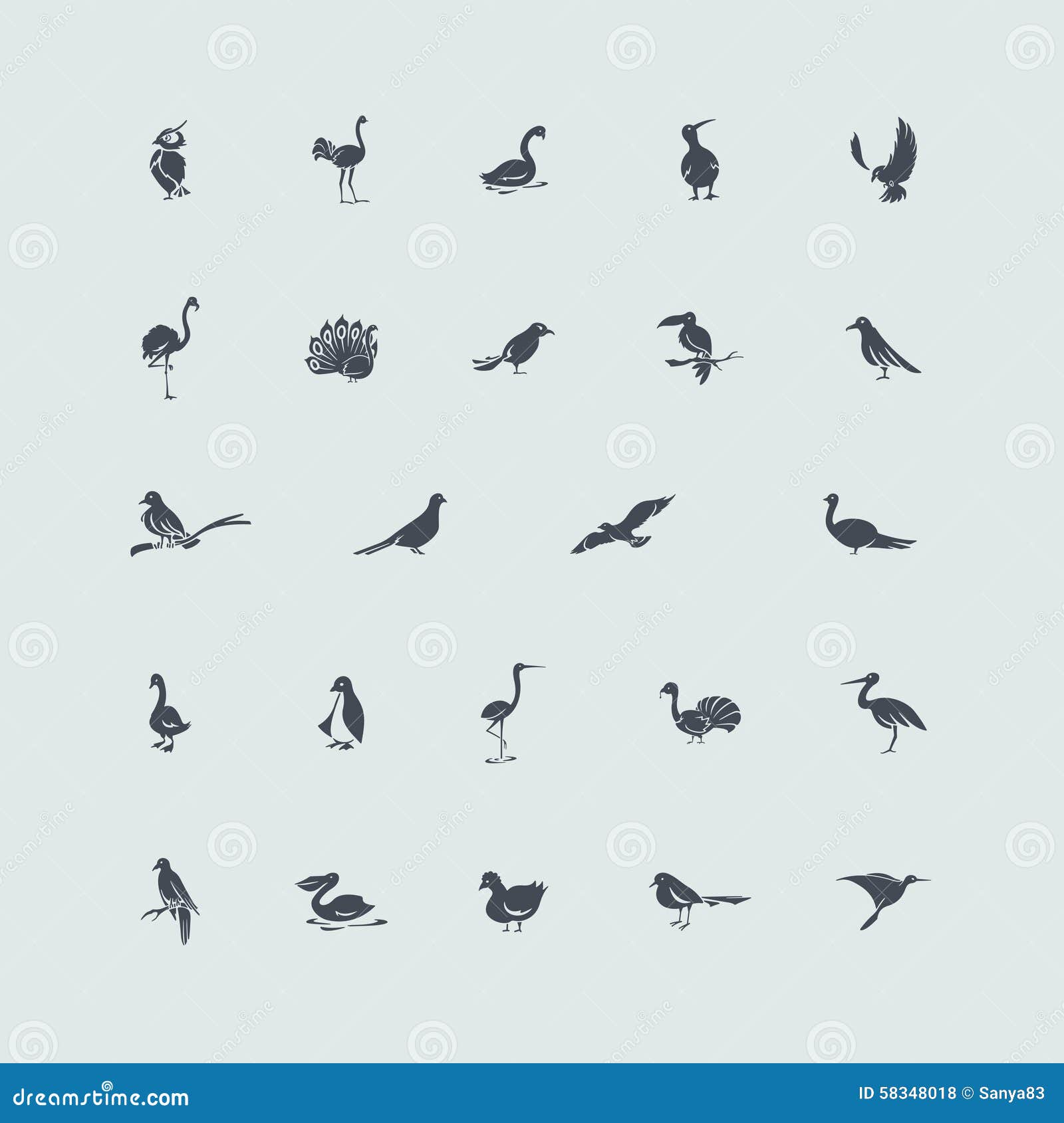 Set of birds icons stock vector. Illustration of graphic - 58348018
