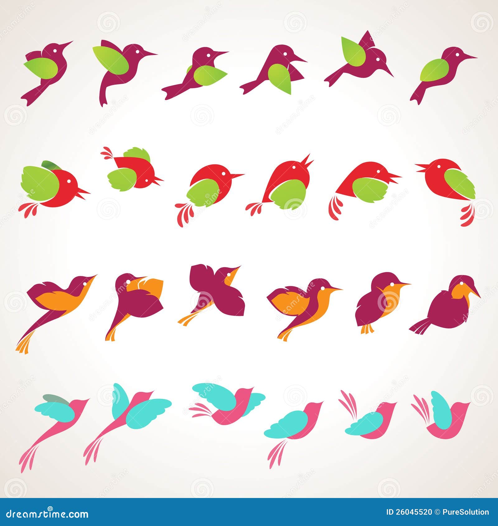 Set of birds illustrations stock vector. Illustration of icon - 26045520