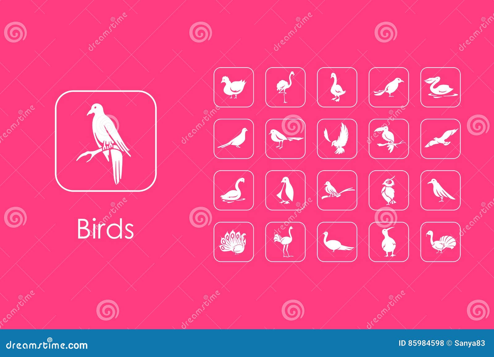 Set of birds simple icons stock vector. Illustration of nest - 85984598