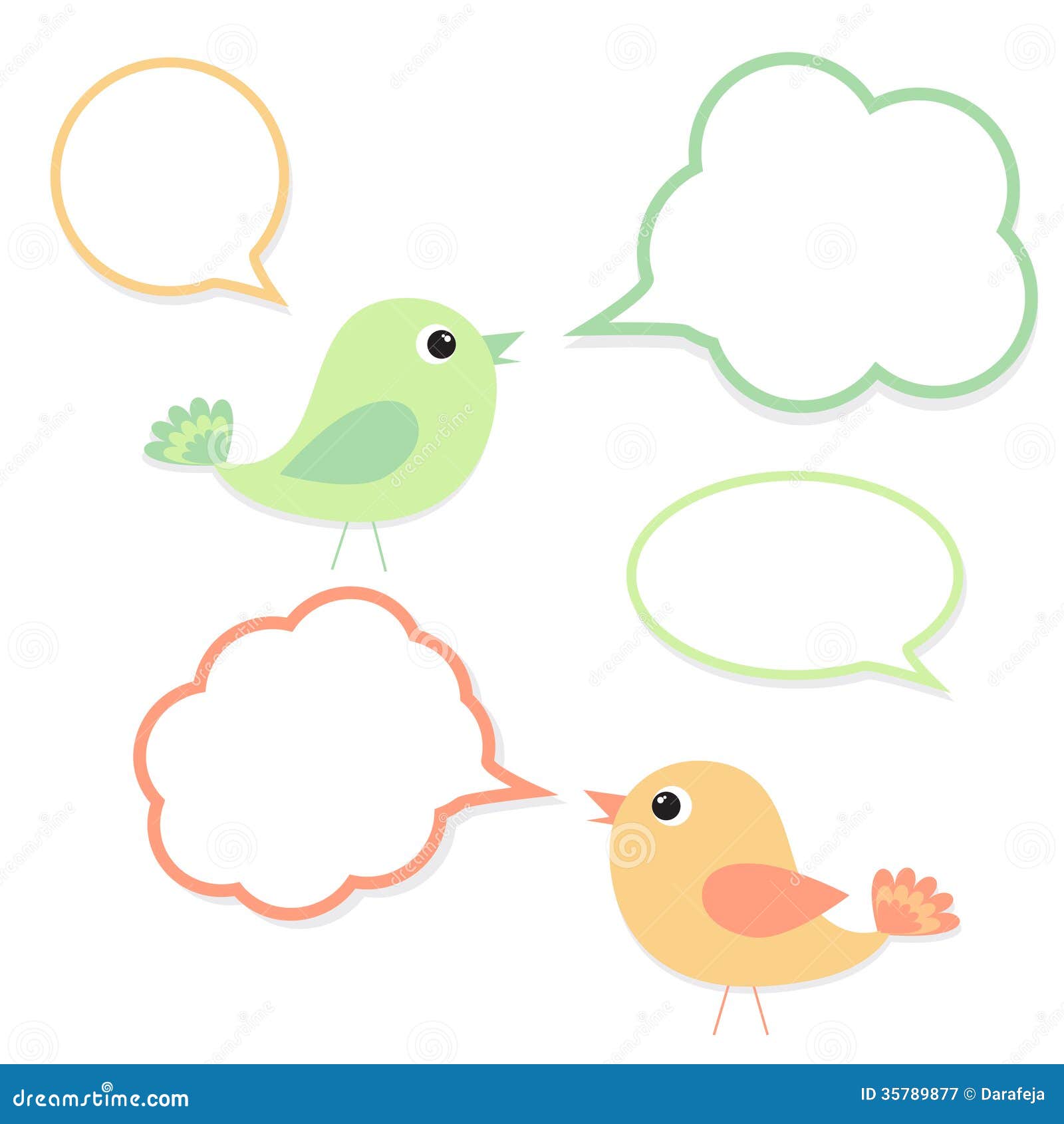 Set of Birds with Speech Bubbles Stock Vector - Illustration of ...