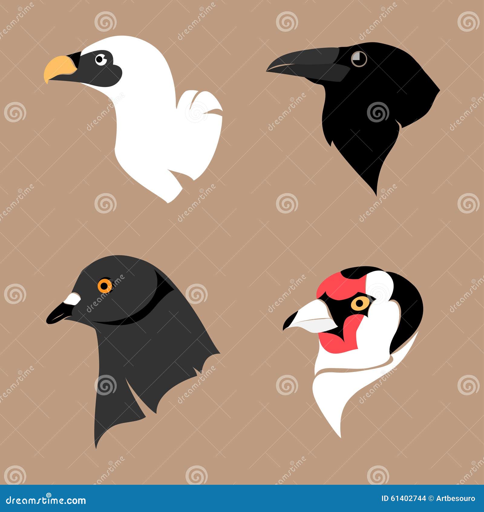 Set of Birds. Vector Illustration Stock Vector - Illustration of head ...