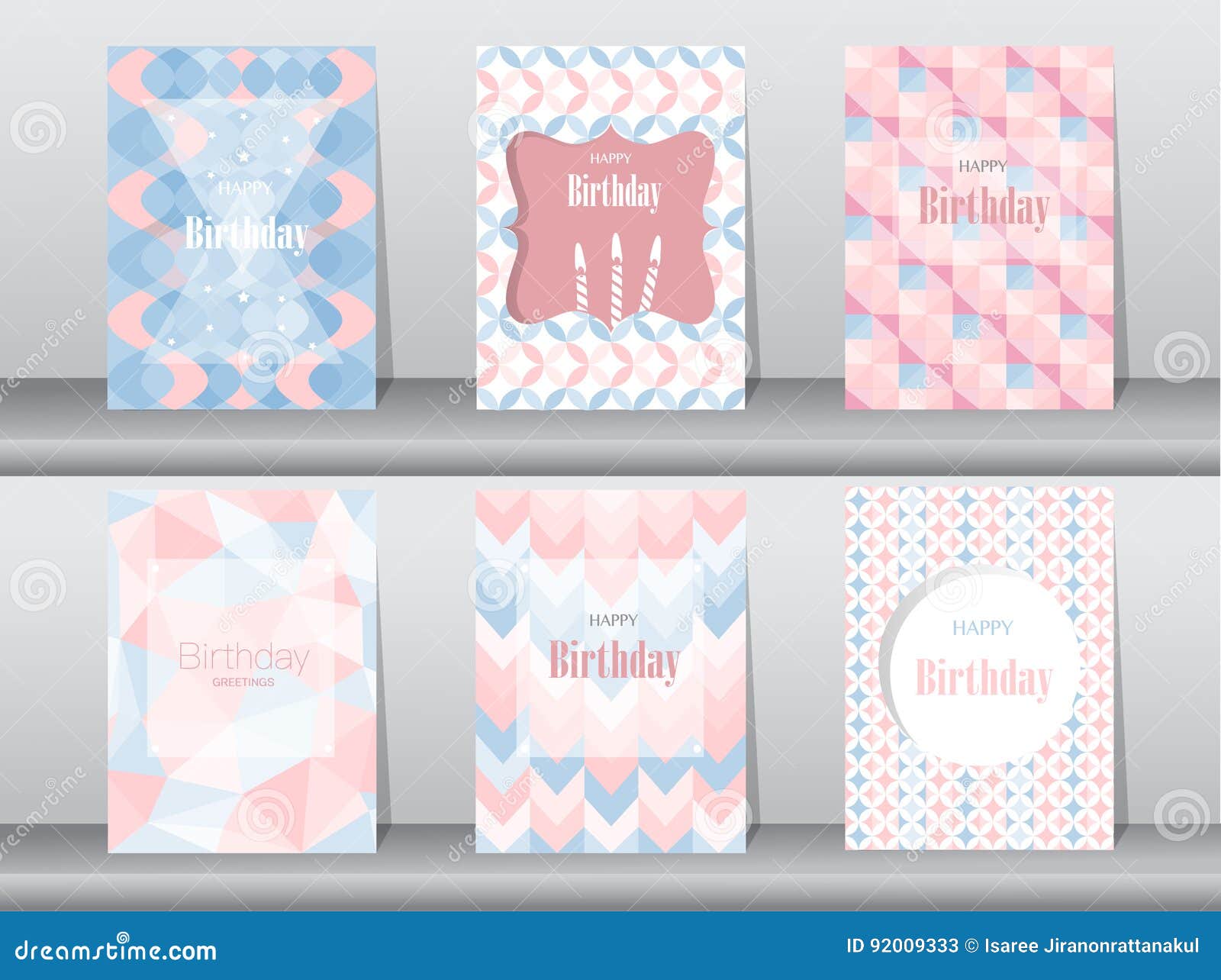 Set of Birthday Card on Retro Pattern Design,vintage,poster,template ...