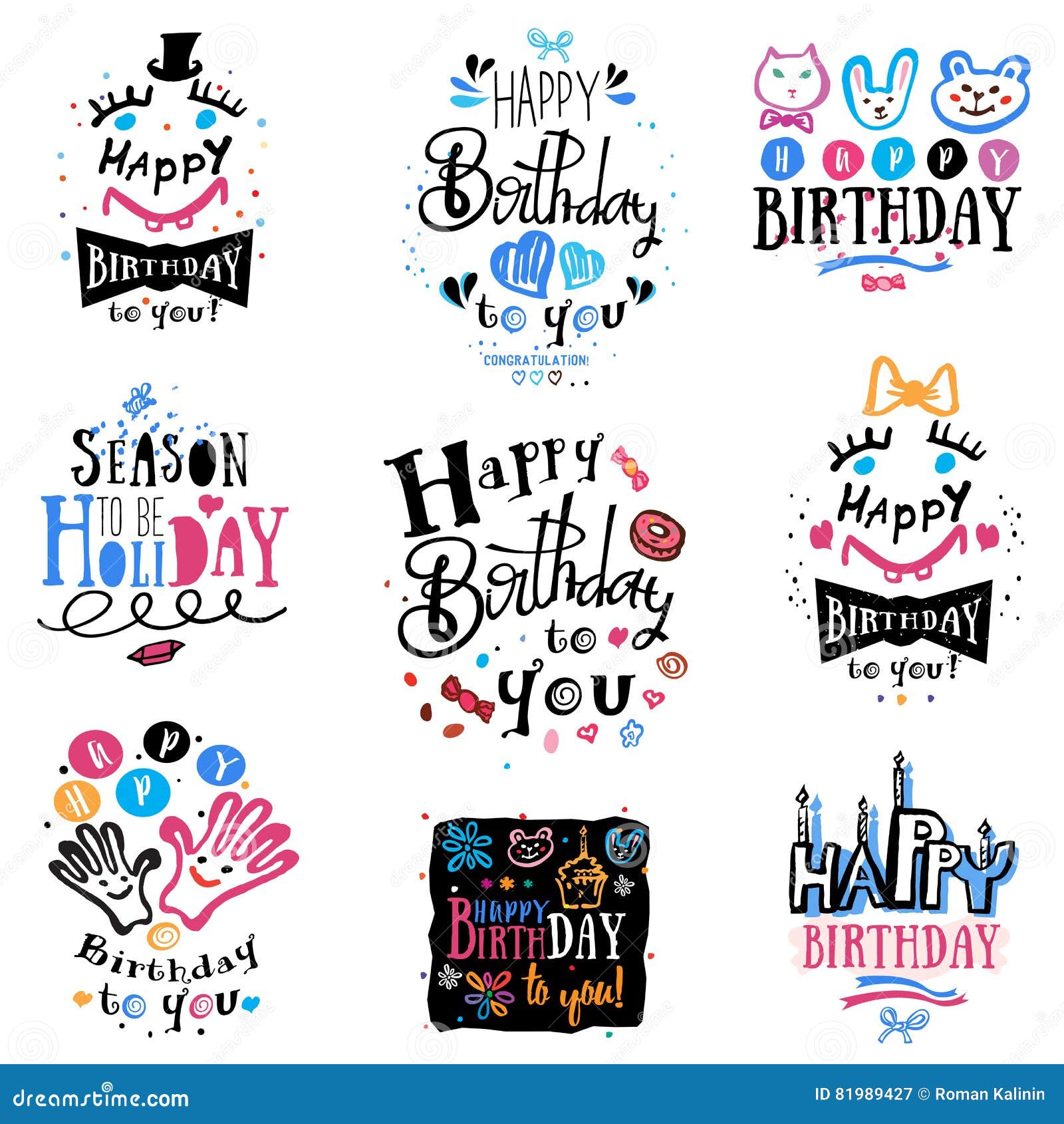 Cute Happy Birthday Logos
