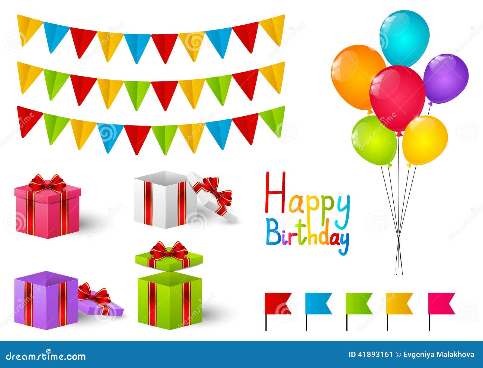 Set of Birthday objects stock vector. Illustration of celebration ...