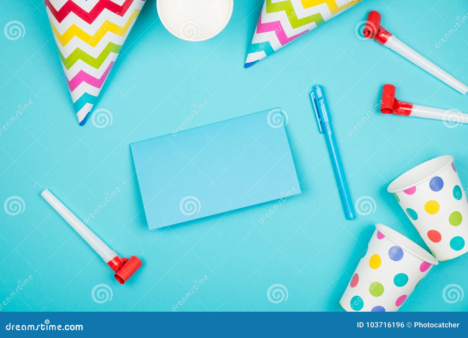 Birthday party objects stock photo. Image of concept - 103716196