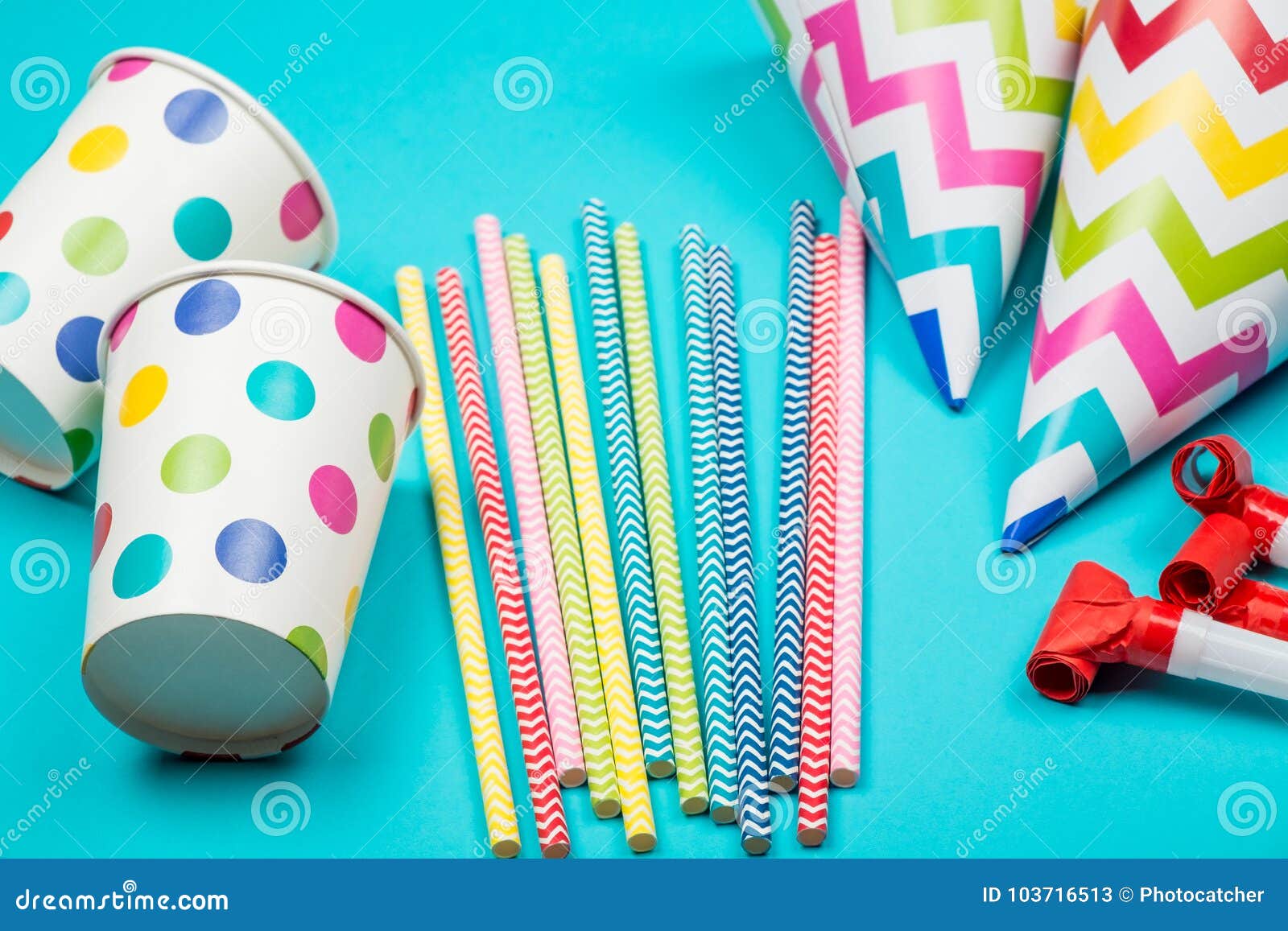 Birthday party objects stock image. Image of blue, birthday - 103716513
