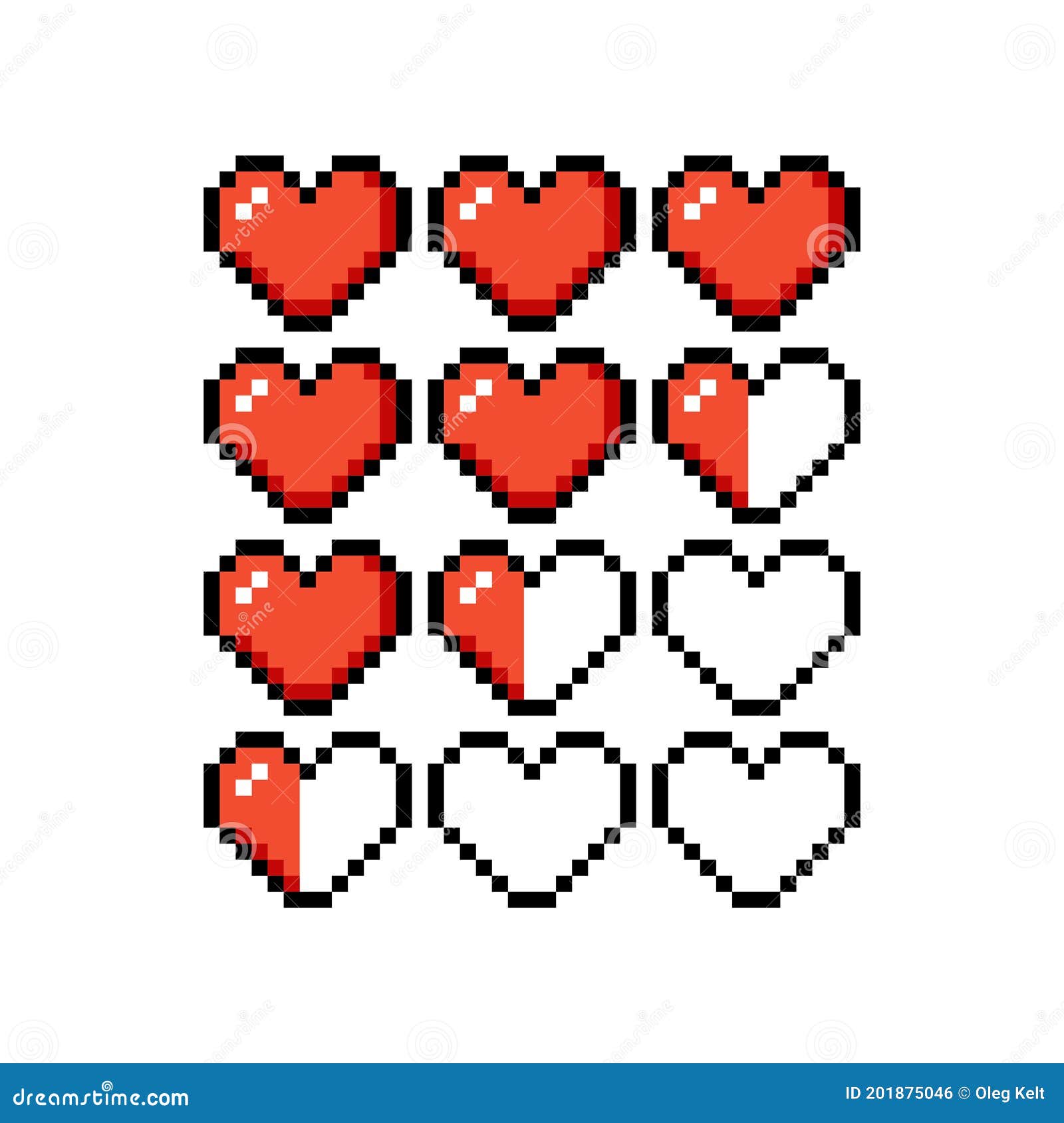 Set Of 8-bit Pixel Graphics Icons. Isolated Vector Illustration. Game ...