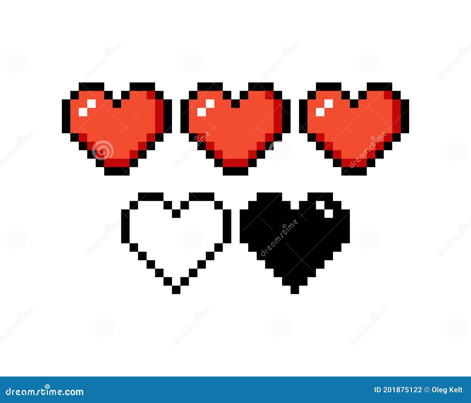 Set of 8-bit Pixel Graphics Icons. Isolated Vector Illustration. Game ...