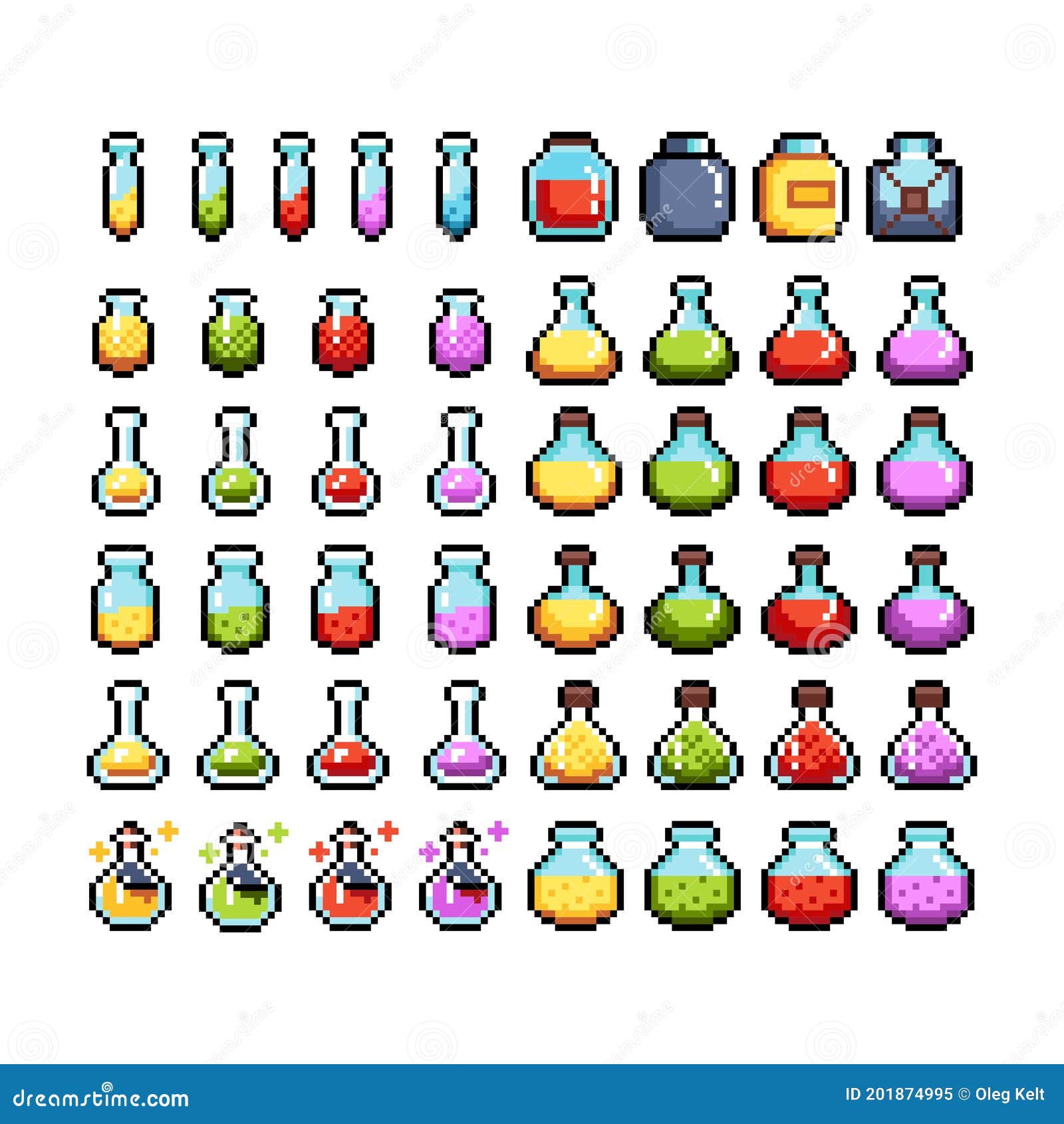 Set of 8-bit Pixel Graphics Icons. Isolated Vector Illustration. Game ...