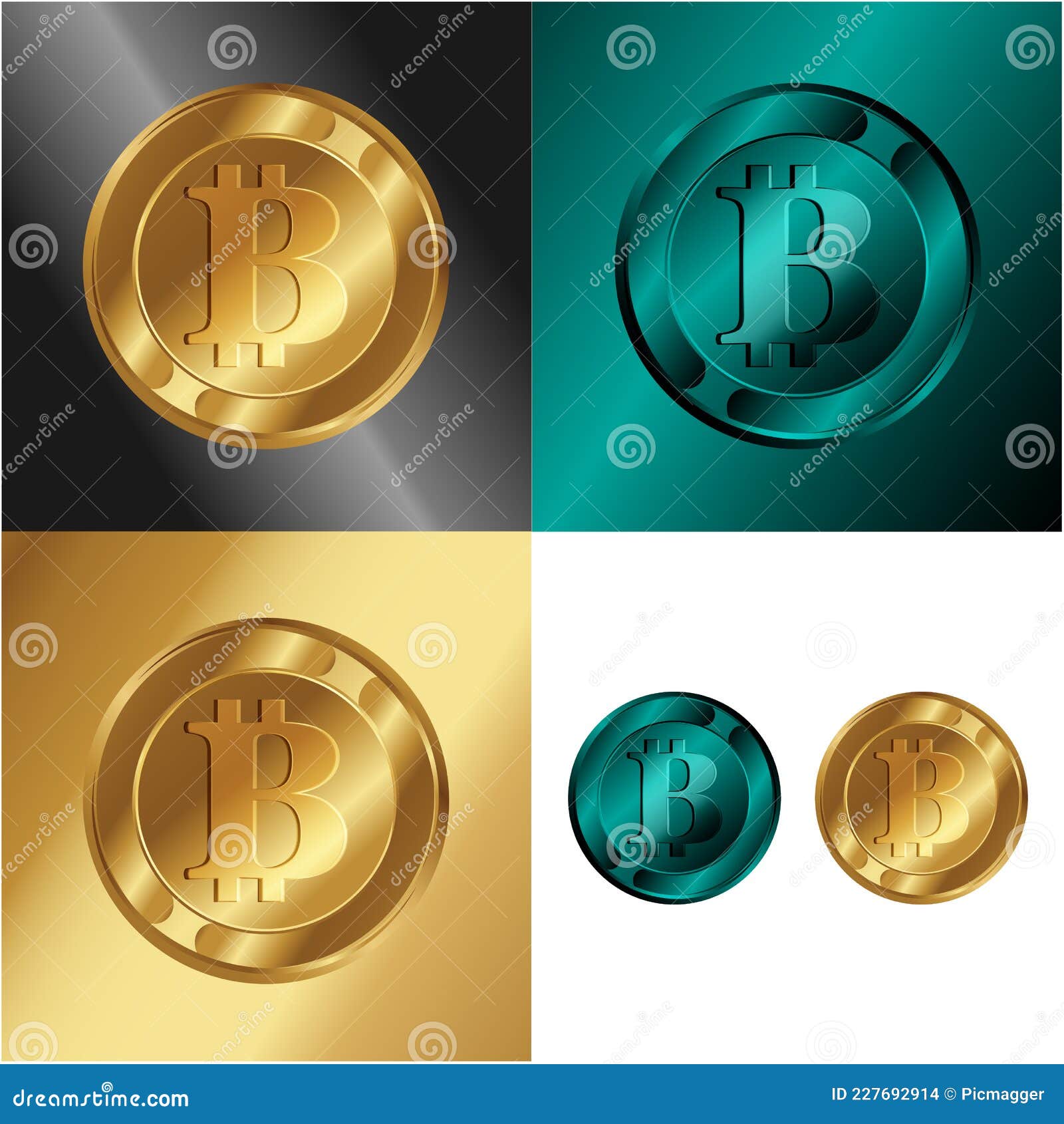 Set of Bitcoin Symbols in Cryptocurrency. Stock Vector - Illustration ...