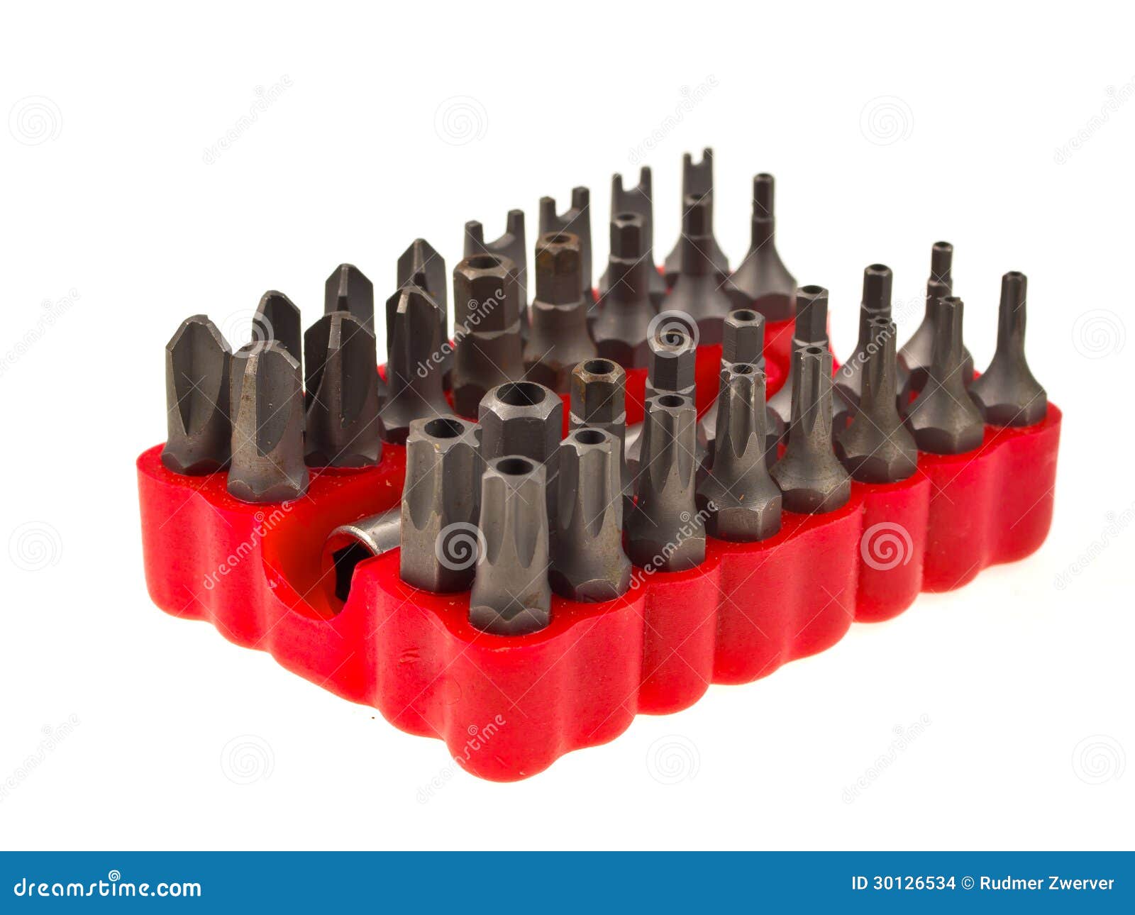 Bit Set in Red Rubber Organizer Stock Photo - Image of flowing ...