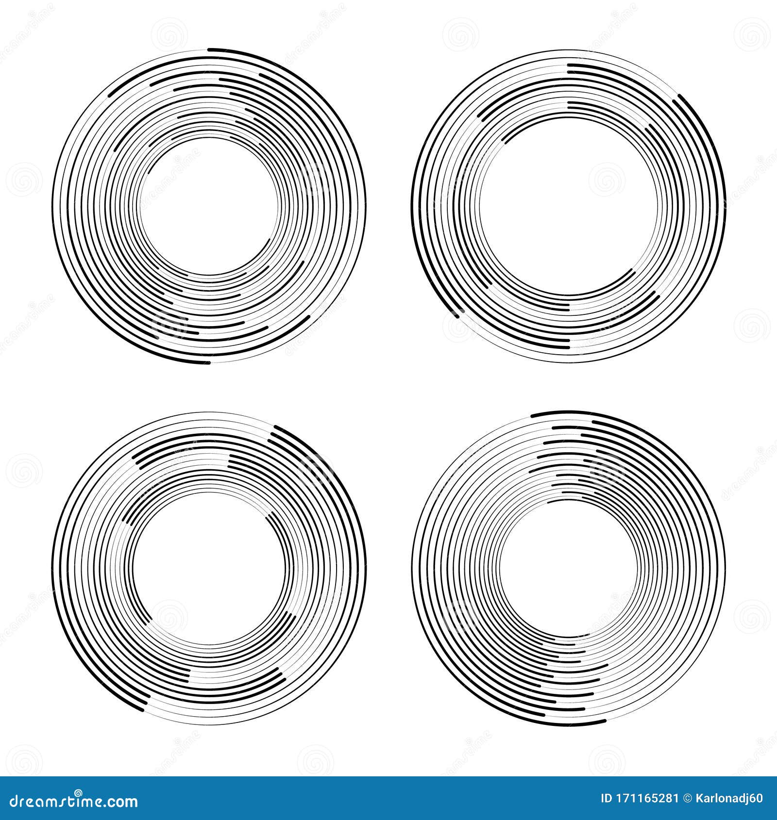 Set of Black Abstract Vector Lines in Round Form. White Background ...