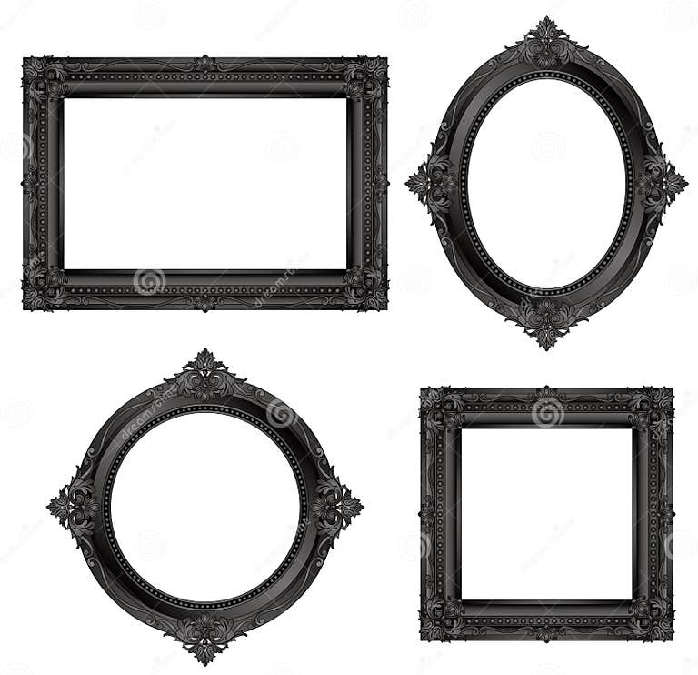 Set of Black Antique Frames. Stock Vector - Illustration of ...