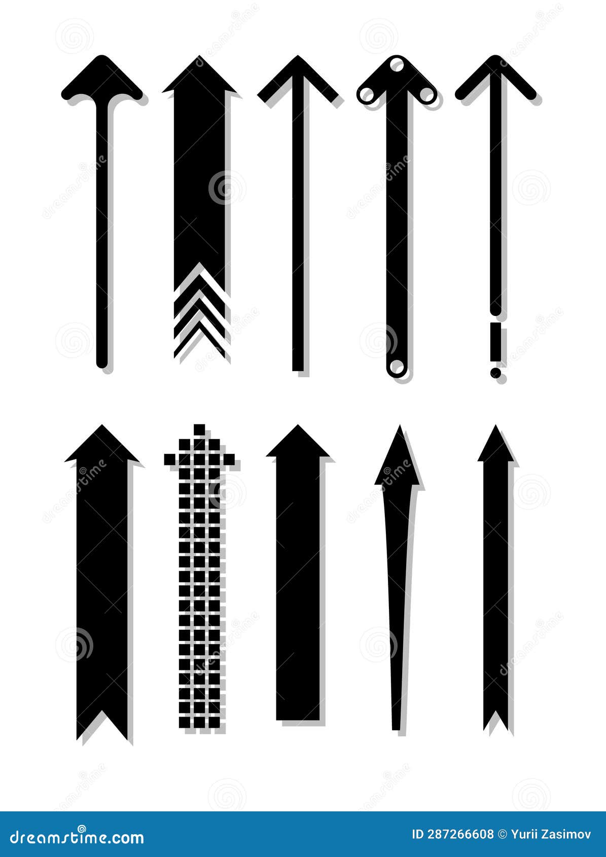 Set of Black Arrow Pointing Up. Arrow Shape Element Stock Illustration ...