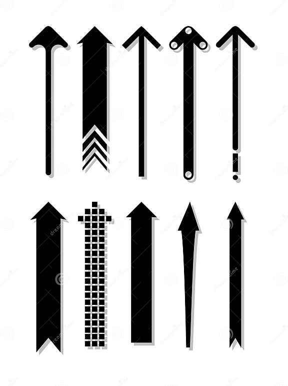 Set of Black Arrow Pointing Up. Arrow Shape Element Stock Illustration ...