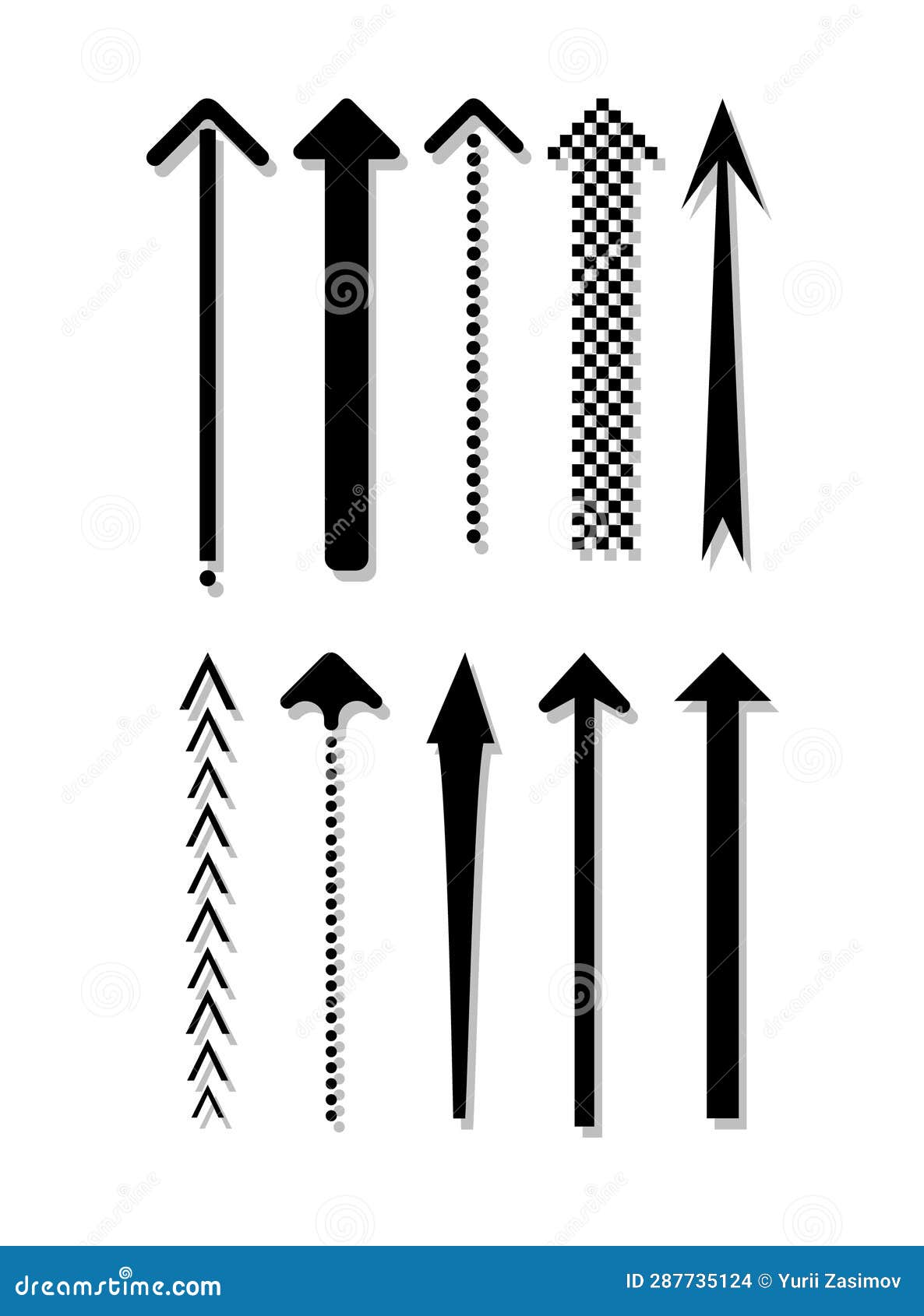 Set of Black Arrow Pointing Up. Arrow Shape Element Stock Vector ...