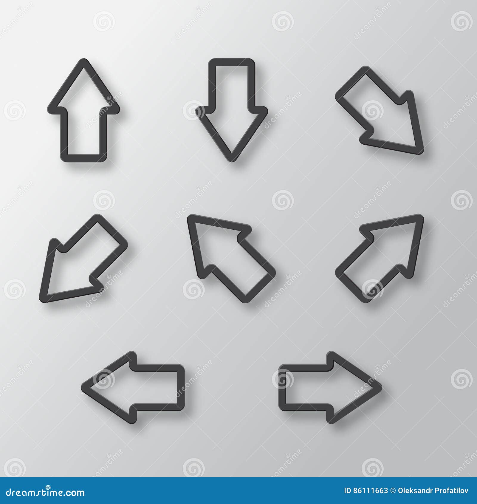 Set of Black Arrows with Shadow. Stock Vector - Illustration of ...