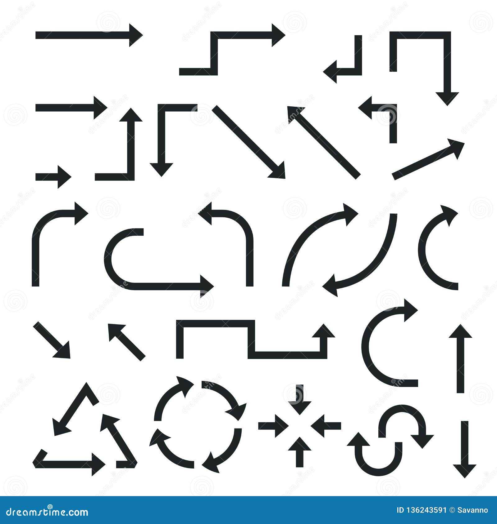 Set of black arrows stock vector. Illustration of direction - 136243591