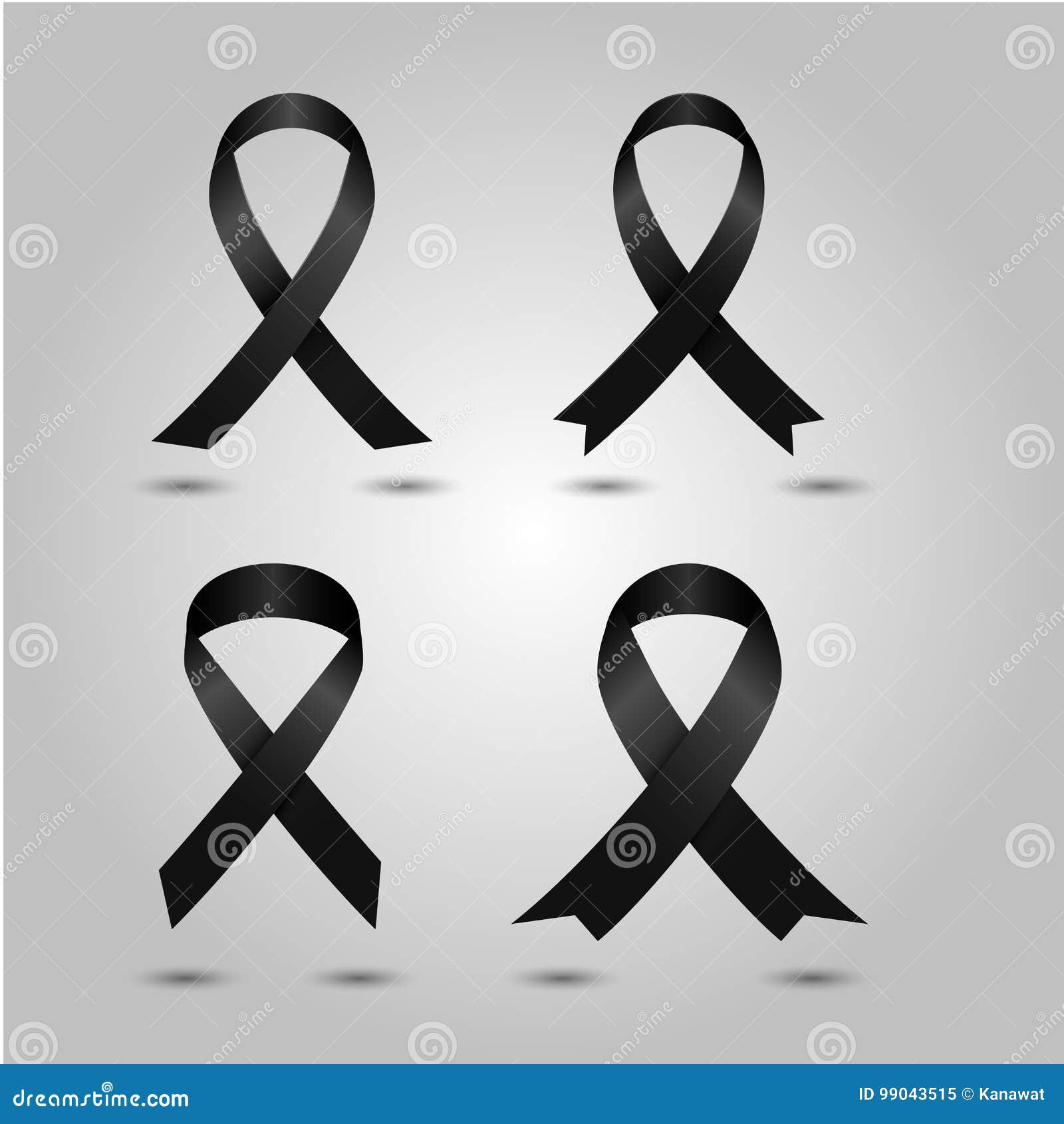 Black Awareness Ribbon On White Background. Mourning Symbol. RIP ...