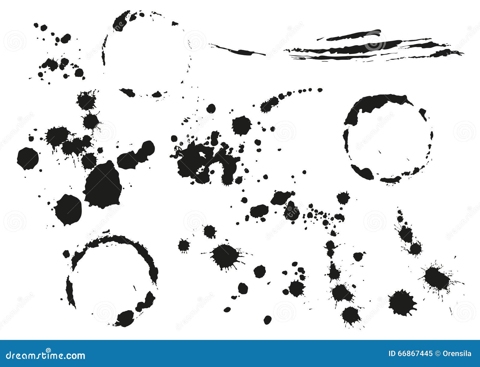 Set Black Blot Splotch. Circular Stain Stock Vector - Illustration of ...