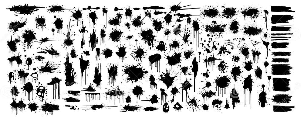 Black Ink Spots Set on White Background. Ink Illustration. Stock Vector ...