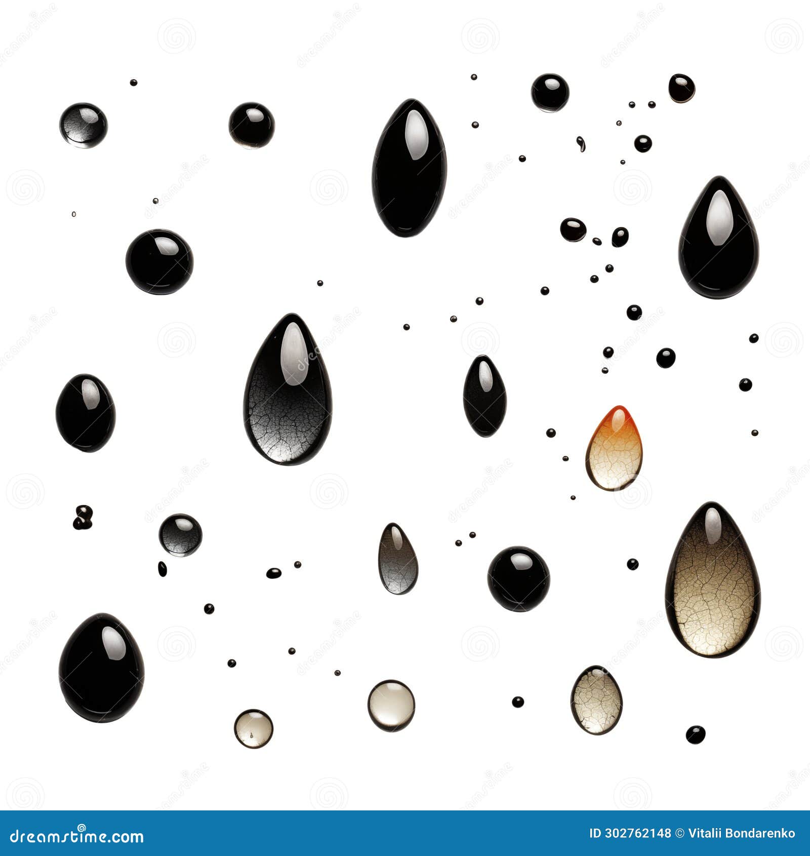 Set of Black and Brown Water Drops Isolated on Transparent Background ...