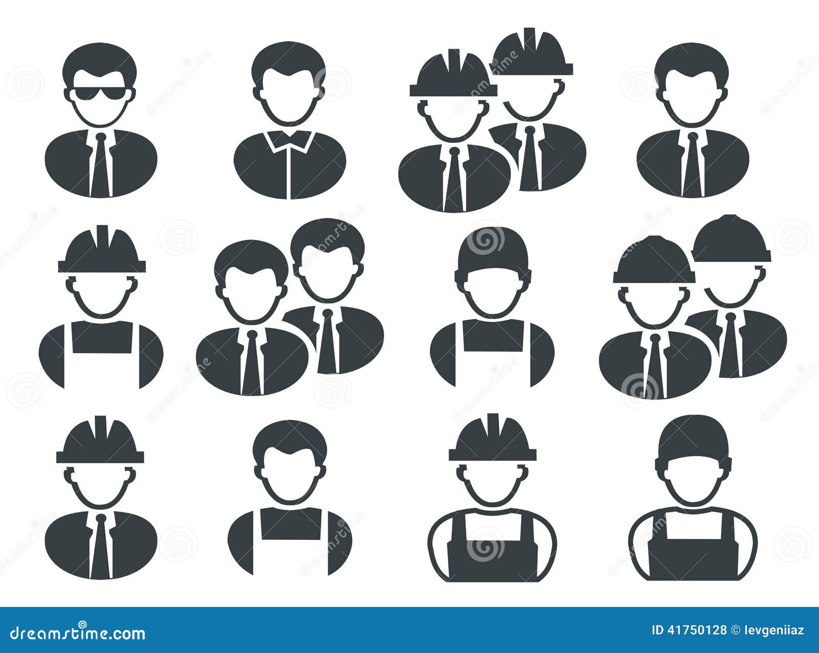 Set of Black Builder Men Icons Stock Vector - Illustration of icon ...