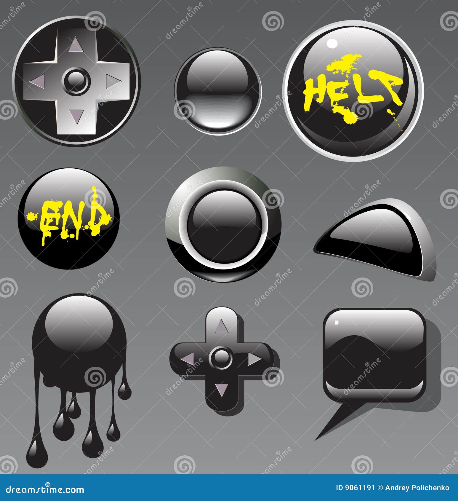 Set of black buttons stock vector. Illustration of insignia - 9061191