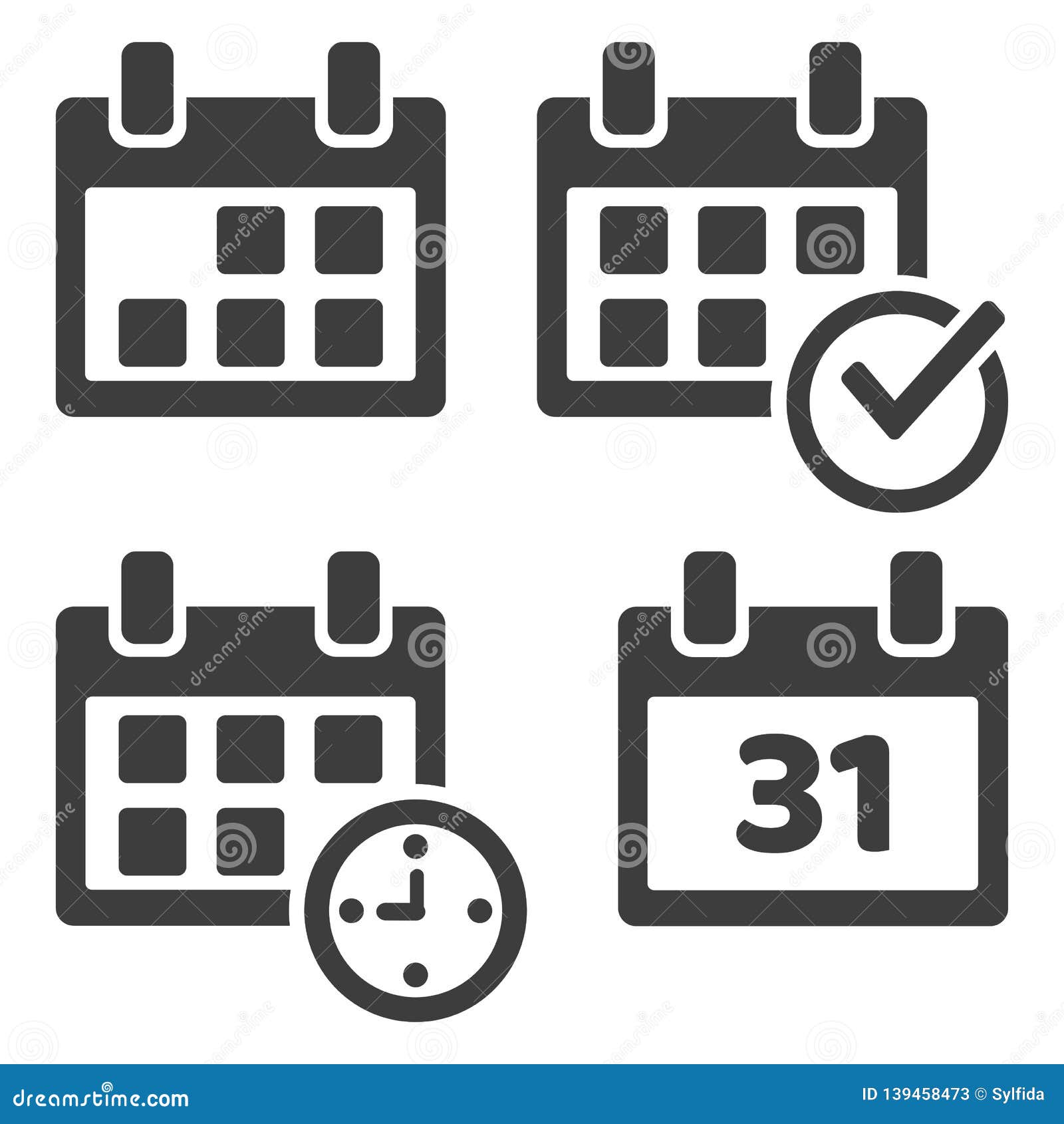 Set of Calendar Icons. Vector Illustration Stock Illustration ...