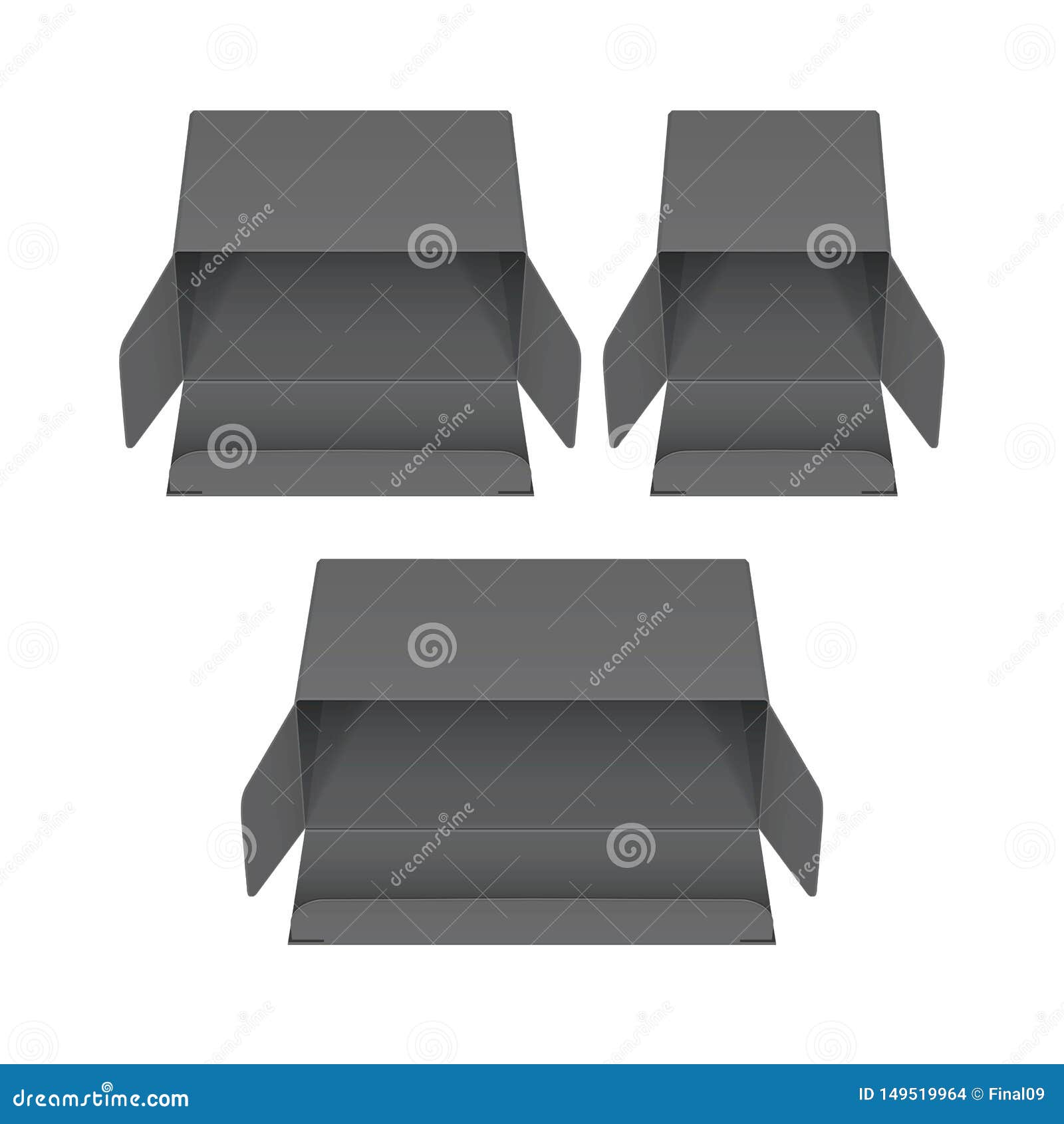 Set of Black Cardboard Boxes Mockups. Stock Vector - Illustration of ...