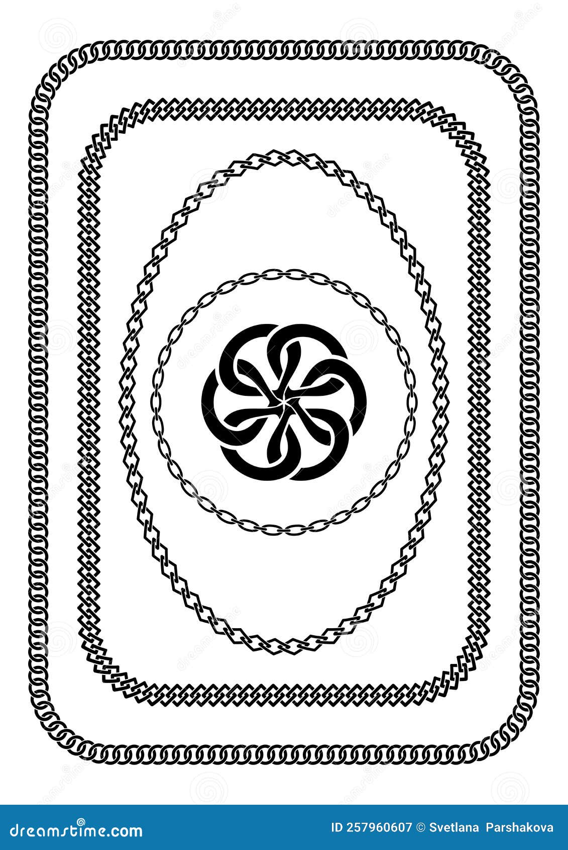 Set of Black Chain Frames. Various Shapes Stock Vector - Illustration ...