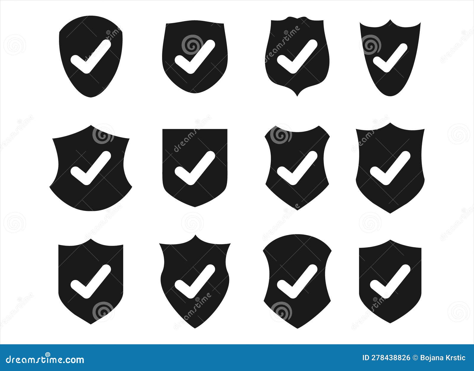 Set of Black Check Mark Badge Icons Illustration Stock Vector ...