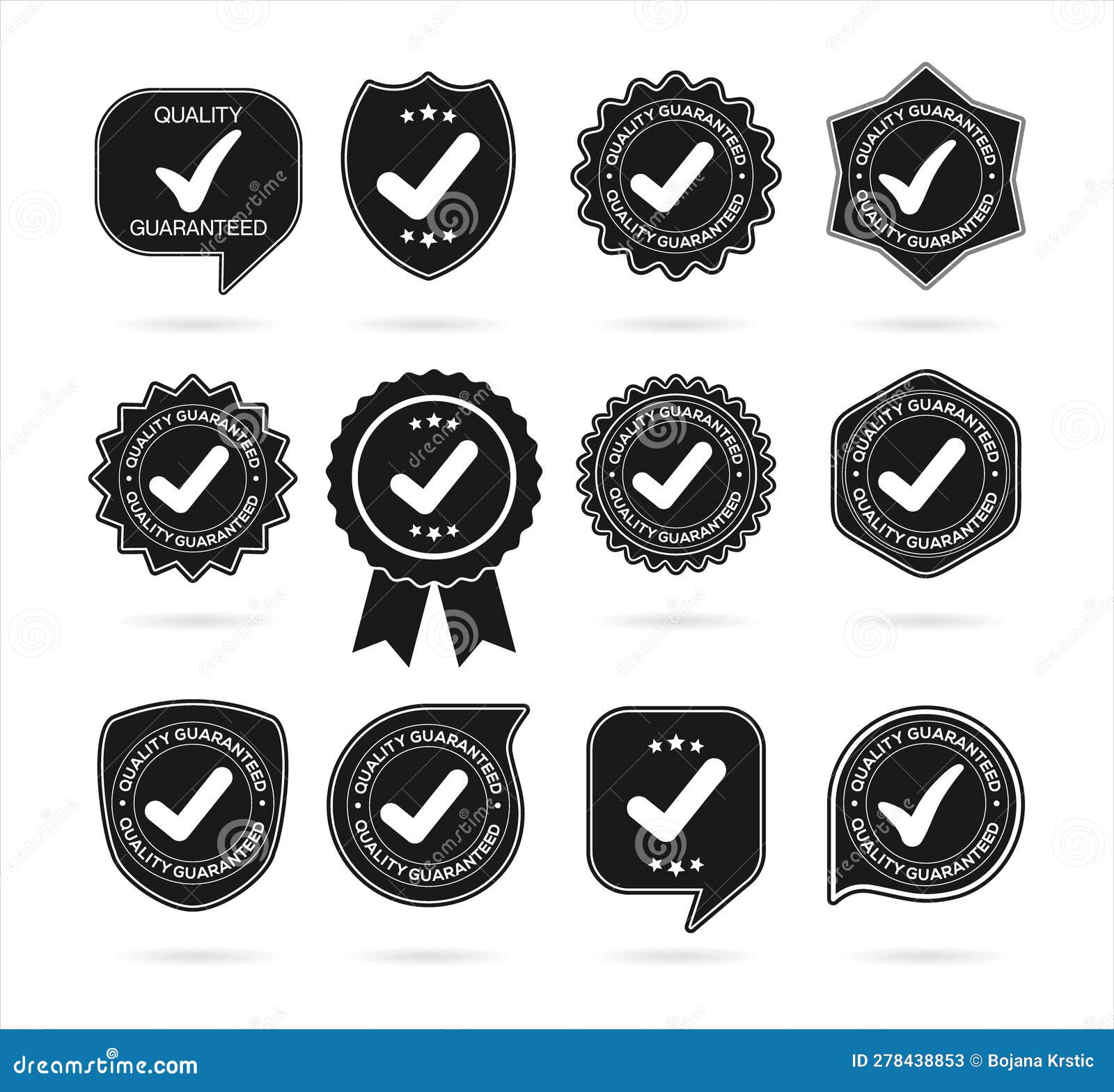 Set of Black Check Mark Badge Icons Illustration Stock Vector ...