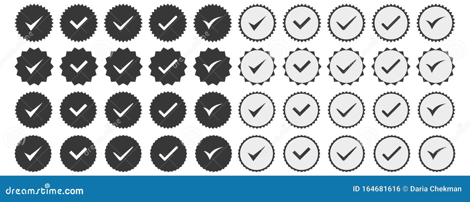 Set Of Black Check Mark Badge Icons. Profile Verification Icons Stock ...