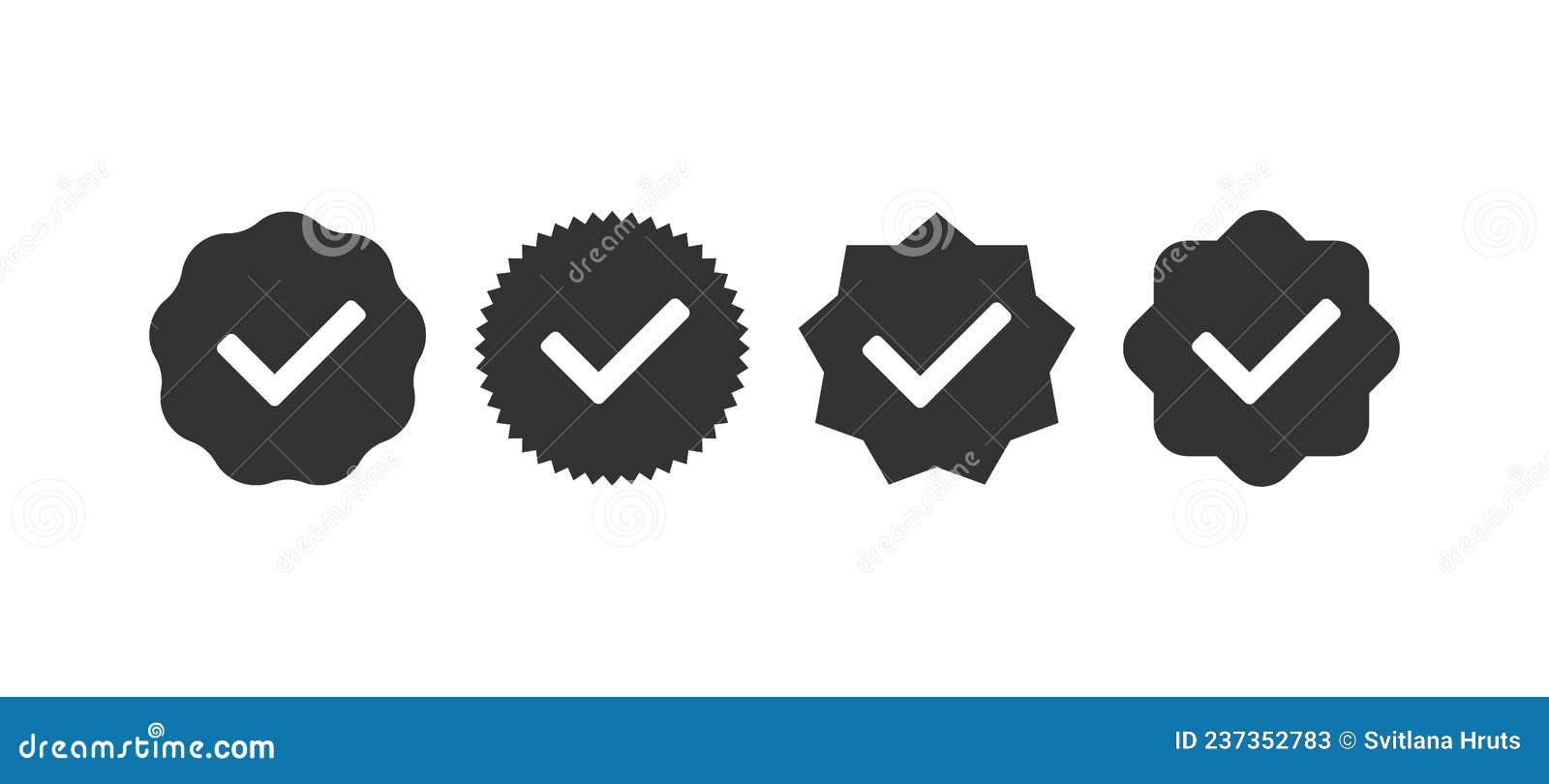 Set of Black Check Mark Badge Icons. Verification Icons Collection ...