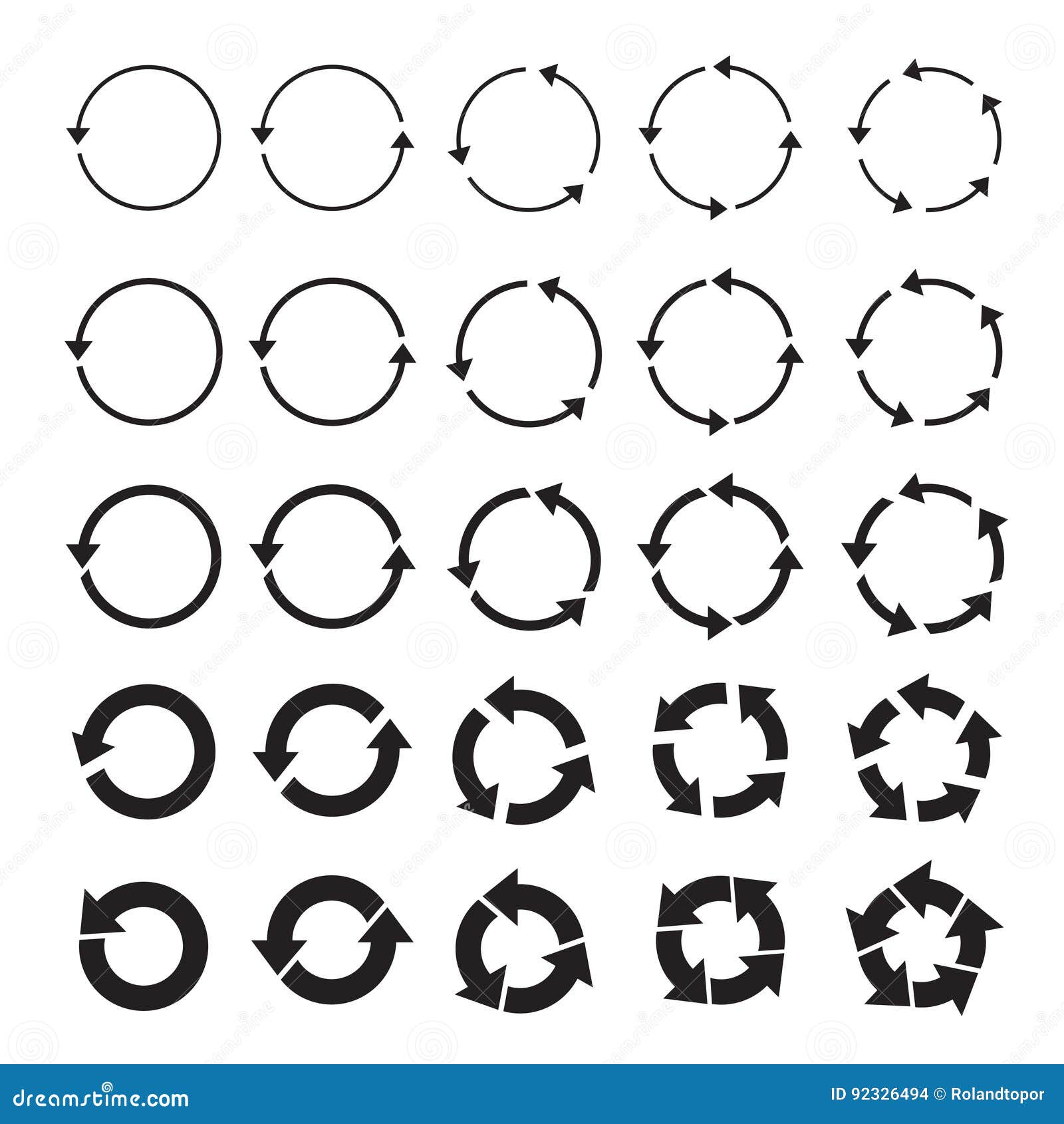 Set of black circle arrows stock illustration. Illustration of ...