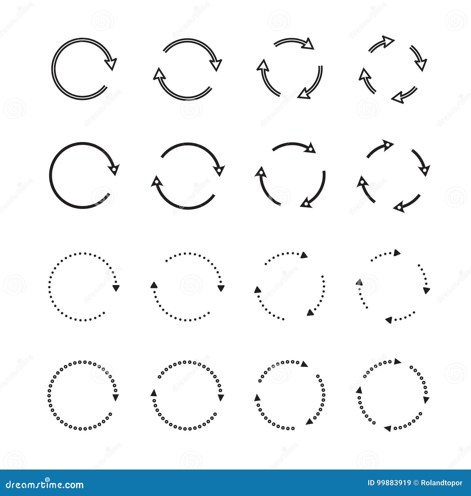 Sets of Black Circle Arrows. Vector Icons Stock Vector - Illustration ...