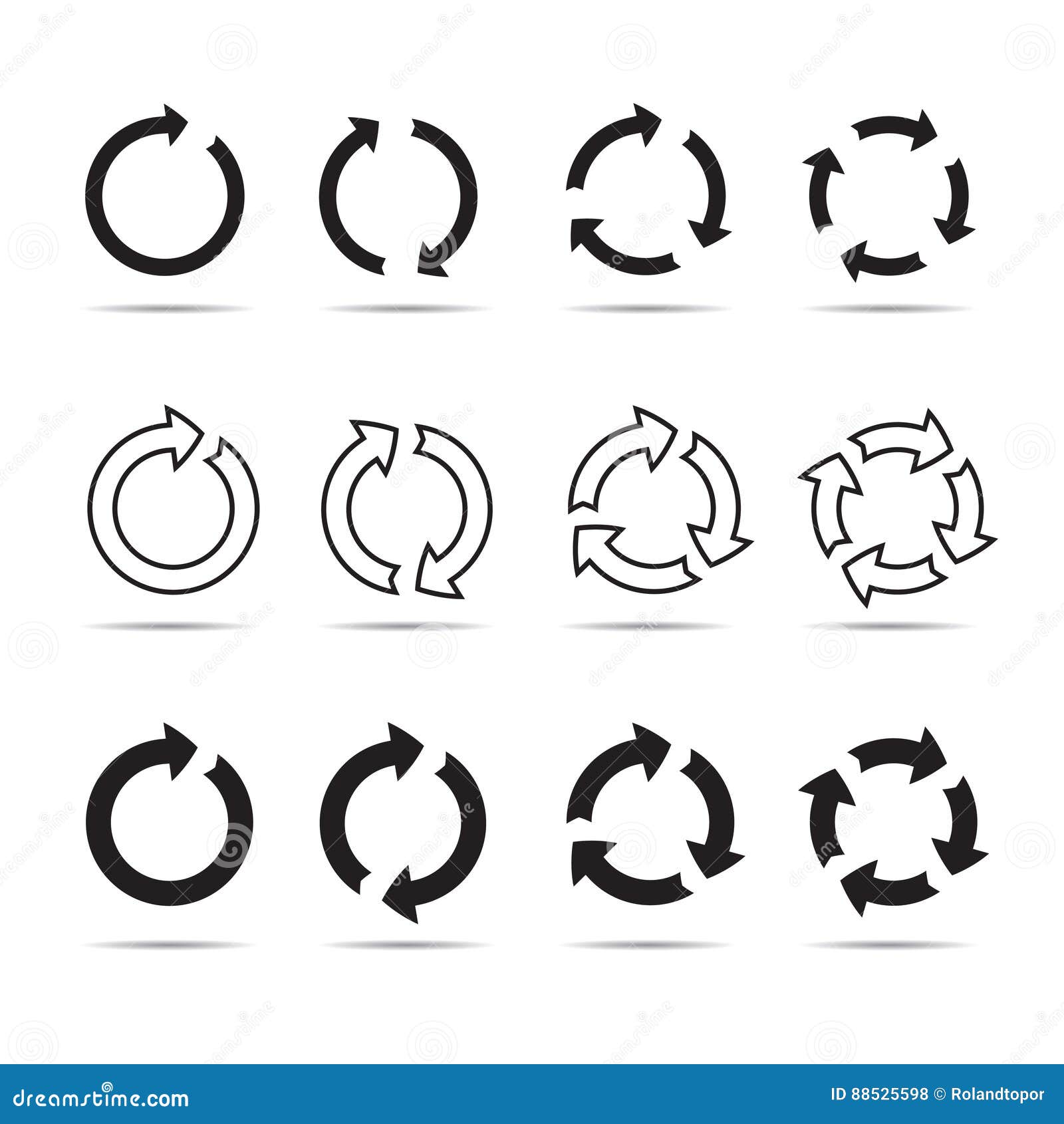Set of Black Circle Arrows. Stock Vector - Illustration of symbol ...