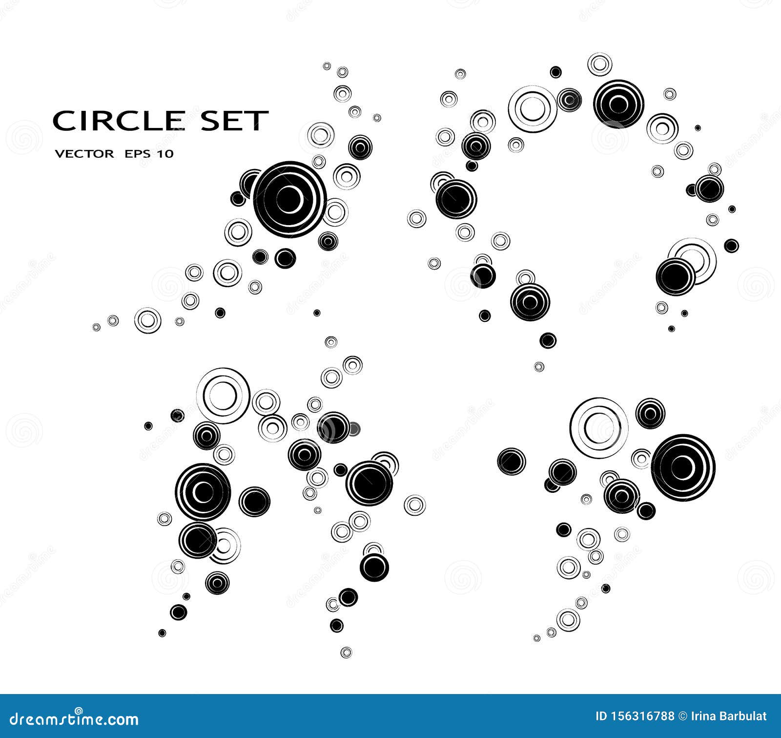 Set of Black Circles Isolated on a White Background. Round, Abstract ...